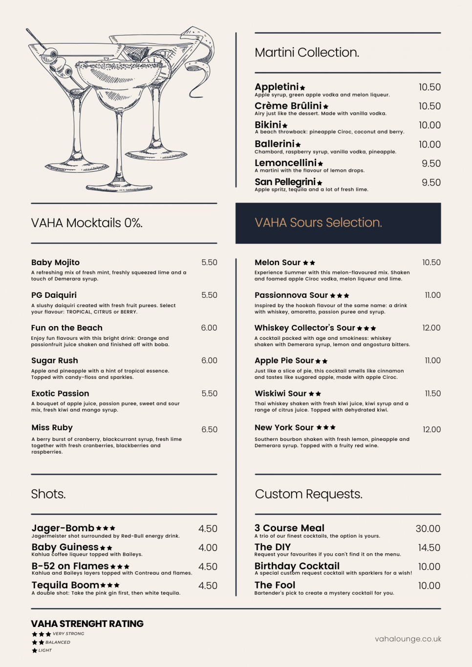 Menu - VAHA LOUNE